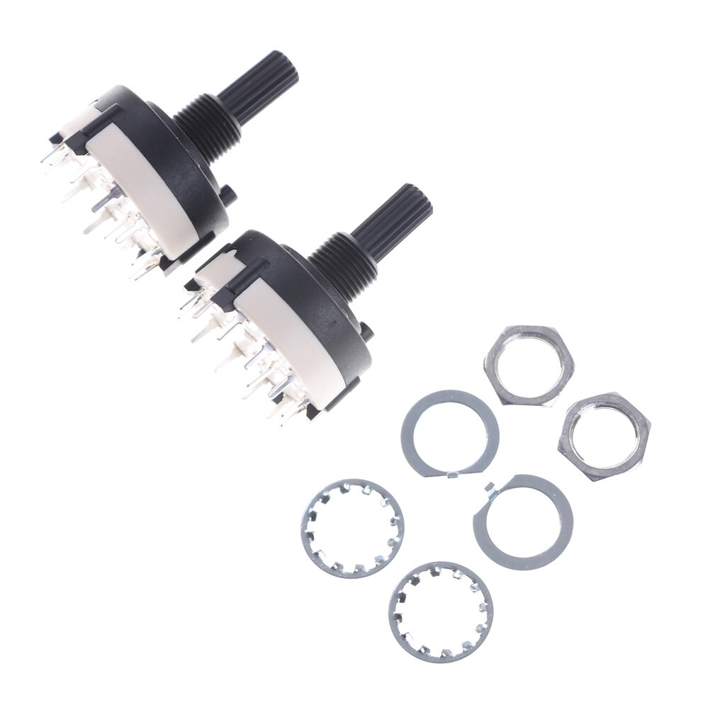 2x 1 Pole 12 Position Panel PCB Wiring Rotary Switch 18 Teeth Shaft ...
