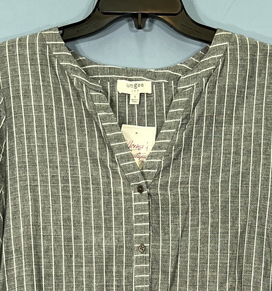 Nwt UMGEE Gray/White STRIPED Lightweight Twill FLIP-CUFF Button-Up ...