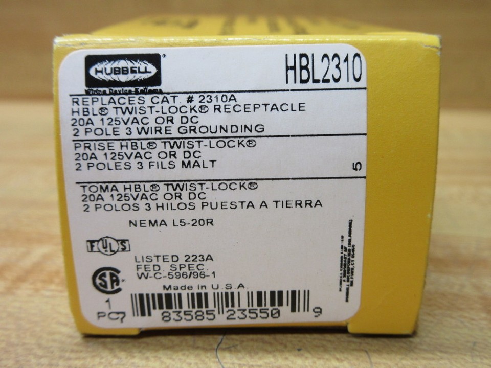 Hubbell HBL 2310 Twist-Lock Receptacle HBL2310 Round (Pack of 20) | eBay