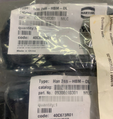 Harting # HAN 24B-HBM-DL, 24 Pin Connector Housing Lid/ Frame, Set of 2 ...