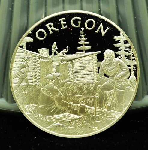 925 Silver Franklin Mint Art Round State of Oregon | eBay