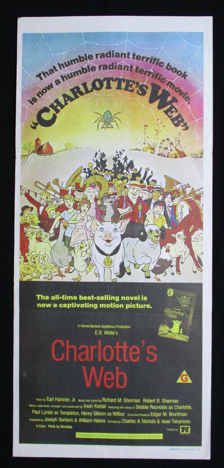 CHARLOTTE'S WEB 1973 Orig Australian daybill movie poster E.B. White ...