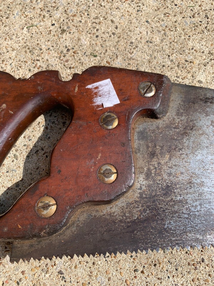 Vintage Atkins Antique Tool Hand Saw 29” Farm Ranch Embellished Carved ...