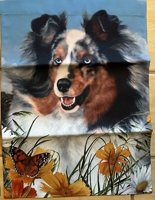 SHELTIE Dog Garden Flag 15 x 11 Brand New Summer Flowers Blue Merle ...