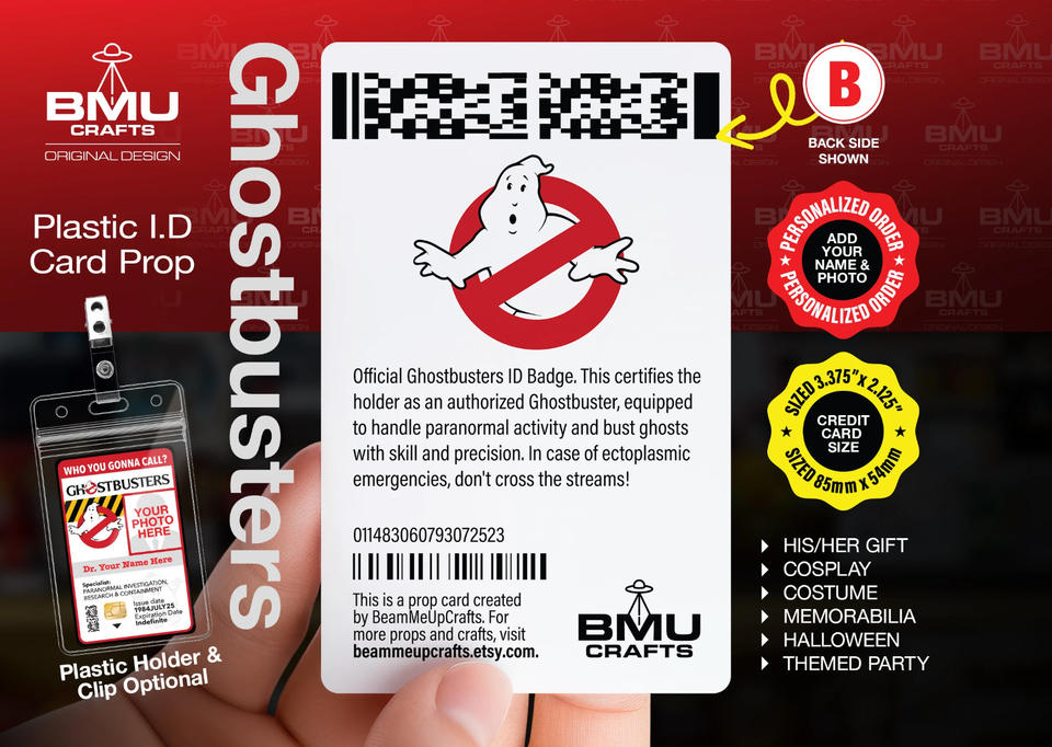 Personalized Ghostbusters ID Badge - Plastic Prop with Your Name and ...