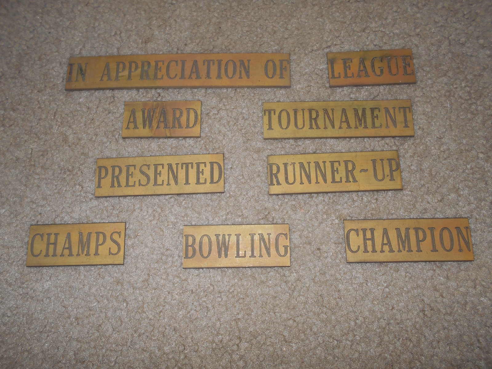 Lot of 9 Award Champs Presented BRASS MASTER PLATE NEW HERMES ENGRAVER ...