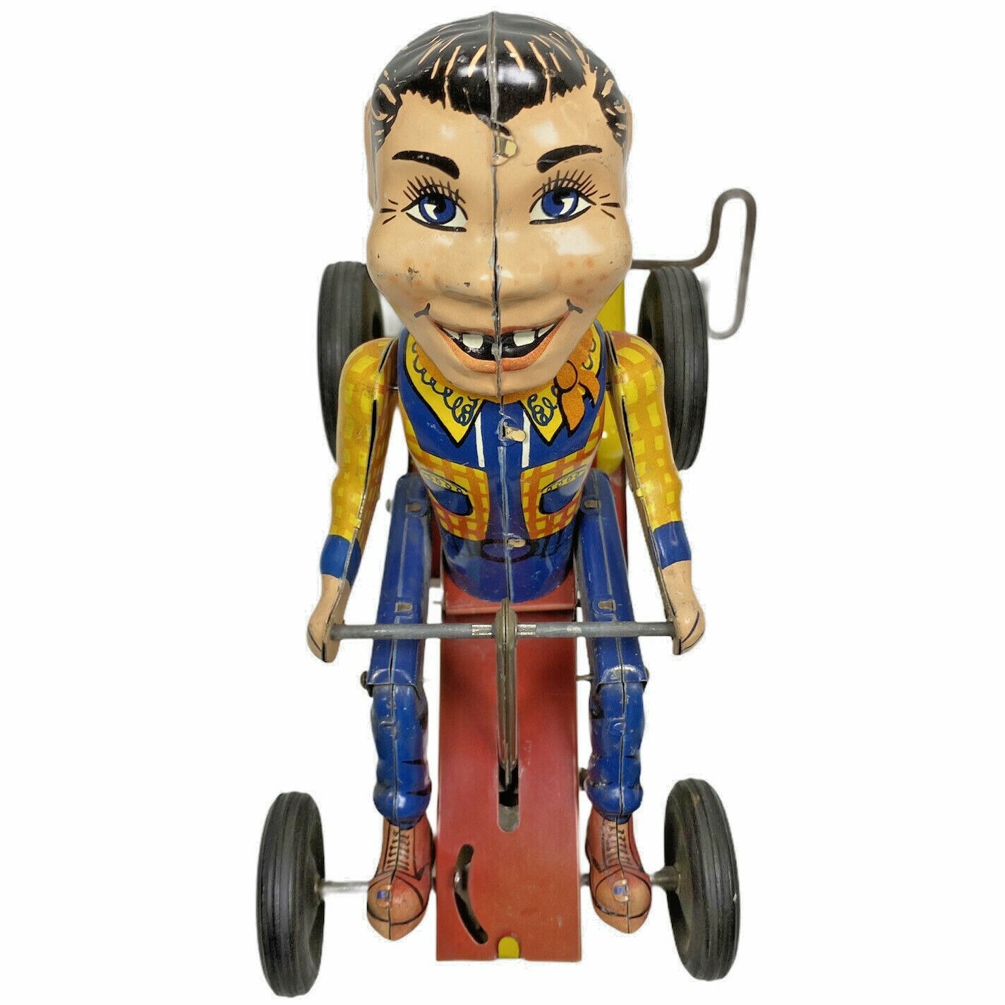 Vtg 1950s Ny-Lint HOWDY DOODY Cowboy Pump-Mobile Wind-Up Tin Litho Go ...