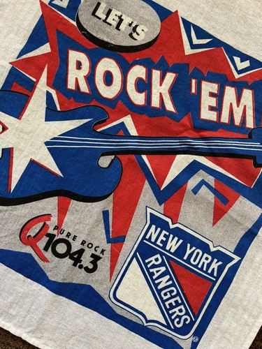 Vtg Souvenir Fan Towel NFL New York Rangers "Let's Rock'em" Pure Rock ...