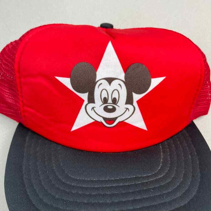 Vintage Mickey Mouse Hat Cap Snapback Trucker Red Mesh Walt Disney ...