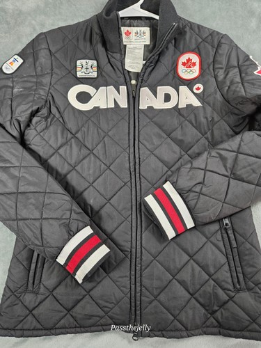 HBC HUDSONS BAY 2010 TEAM CANADA OLYMPIC BLACK QUILTED PODIUM JACKET COAT M | eBay