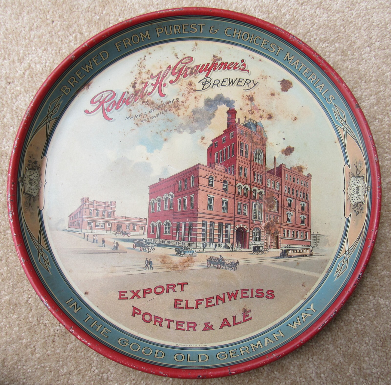 Robert Graupner's Brewery Factory Scene Beer Tray Harrisburg PA Porter ...