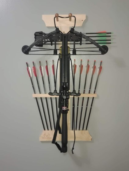 Crossbow Display Case Holder Wood 10 Arrow Bow Hunting Peg Hook Gun ...