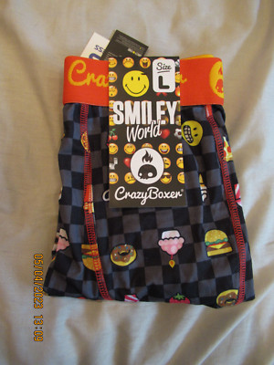 Crazy Boxer Smiley Face Boxer Briefs, Men's Size L (36-38) Underwear ...