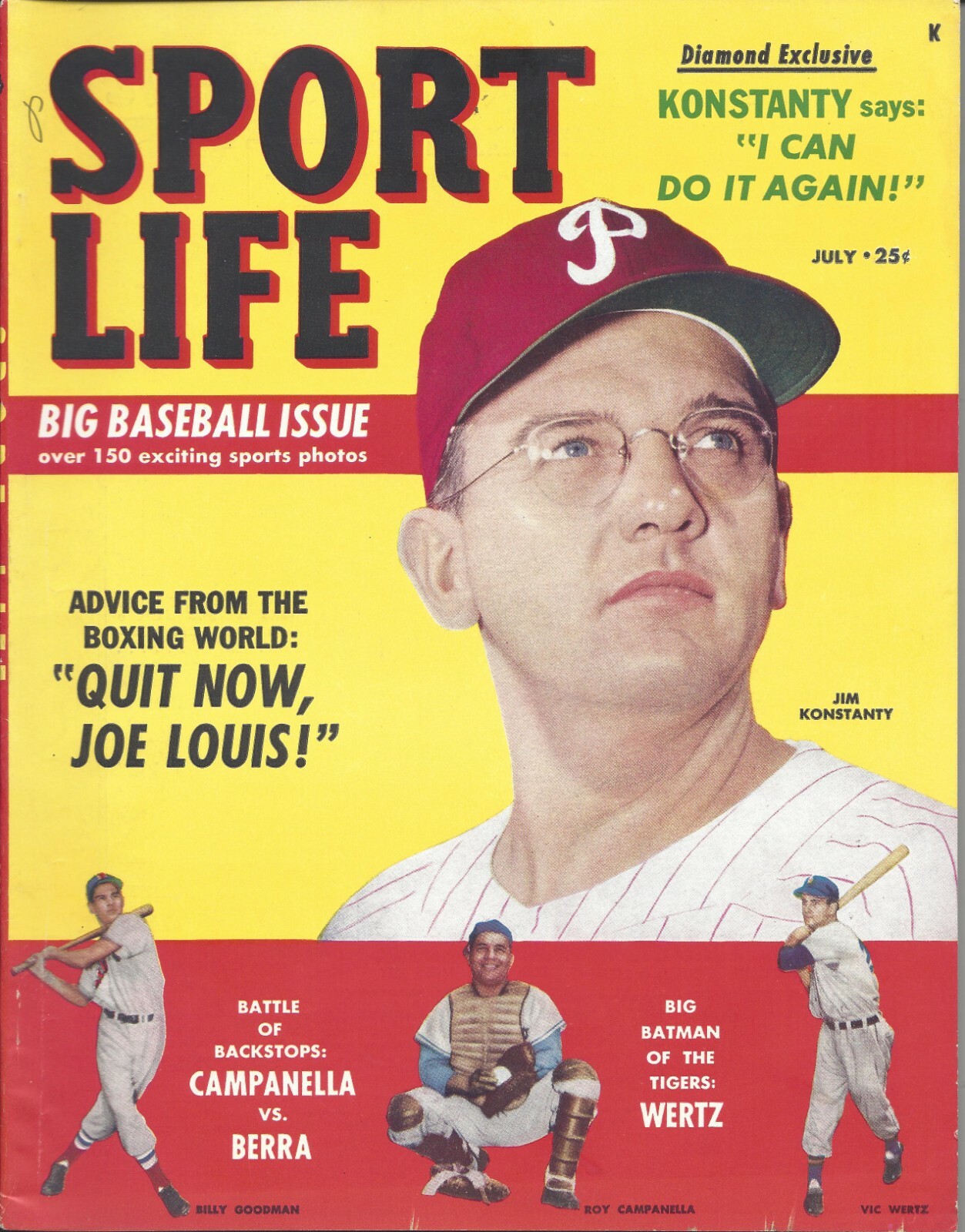 1951 Sport Life Magazine baseball Jim Konstanty Philadelphia Phillies ...