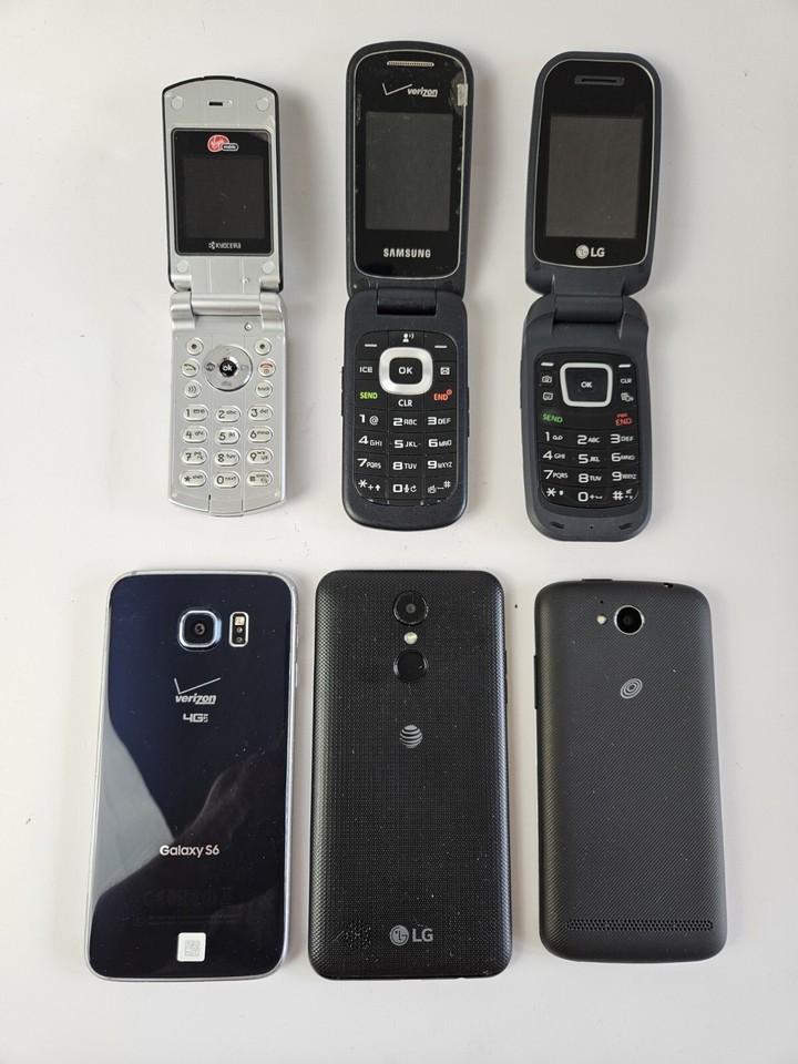 Lot of 6 Used Cell Phones~3 Vintage Flip Phones & 3 Vintage Cell Phones ...