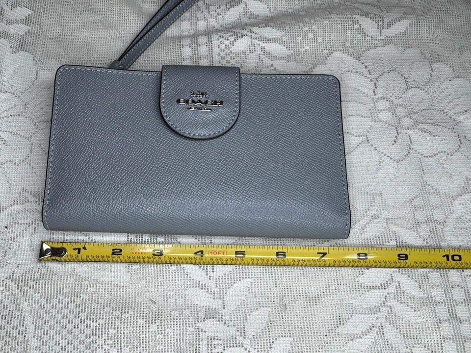 Coach Crossgrain Leather Tech Wallet in Blue Granite Wristlet Strap | eBay