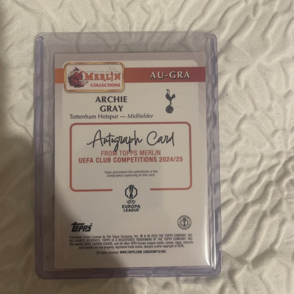 Archie Gray Rookie Silver Refractor Auto Topps Merlin UCC 2024-25 | eBay UK