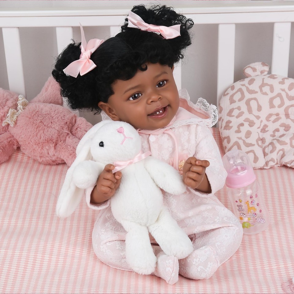 Realistic Reborn Baby Doll Black Girl - 18 Inch African American ...