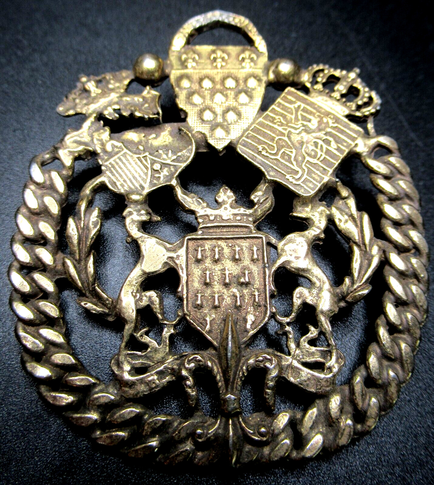 REINAD Golden Lion Crest Badge Vintage Pin Brooch - Gem