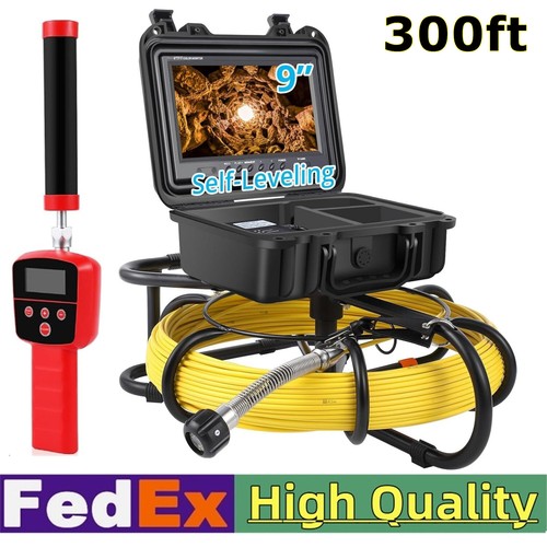 9" Pipe Inspection Sewer Camera w/Self Leveling 1080P 300FT 512HZ Sonde ...