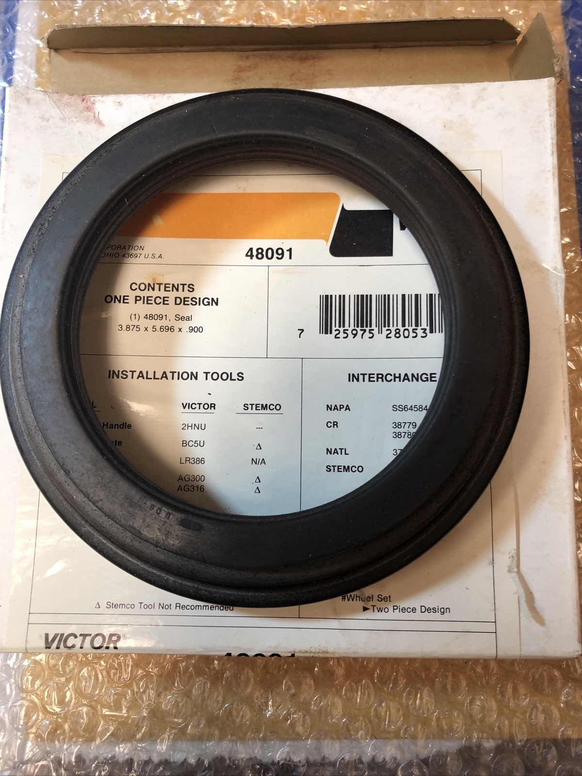 Victor 48091 Wheel Seal for Drive Axle Replaces SKF CR 38780 TR0212 F S ...