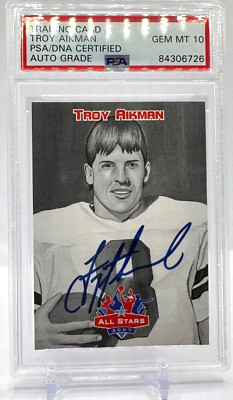 TROY AIKMAN TRADING CARD 2007 KELLOGG'S SIGNED AUTOGRAPH PSA GEM MINT ...