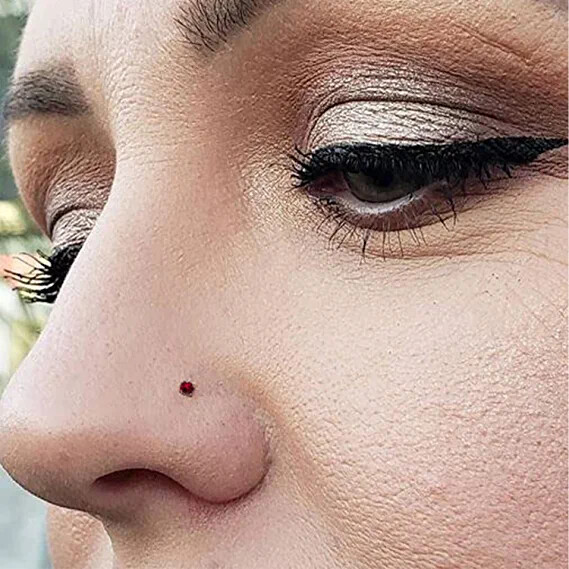 14K Solid Yellow Gold Ruby Nose Twisted Bar Screw Nose Stud BodyJewelry ...