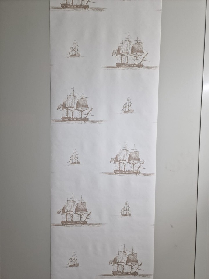Galerie Nautical Ship Wallpaper - White Cream Pastel - Paste The Wall ...
