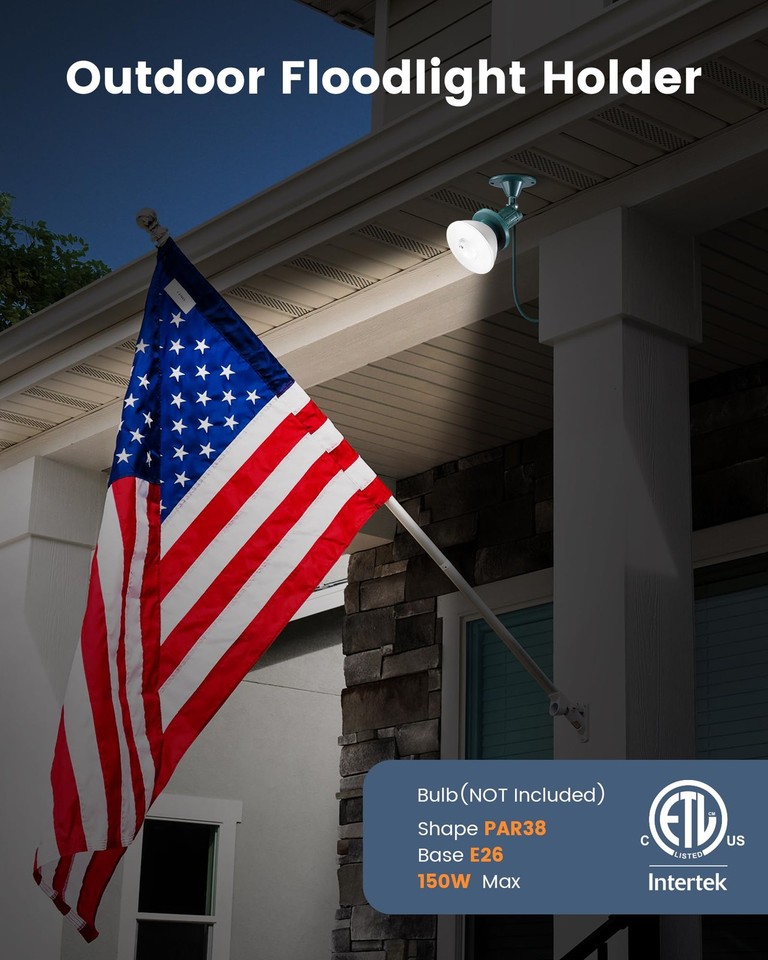 Outdoor Flood Light Holder, Waterproof Spot Lights with Wall Mount Base ...