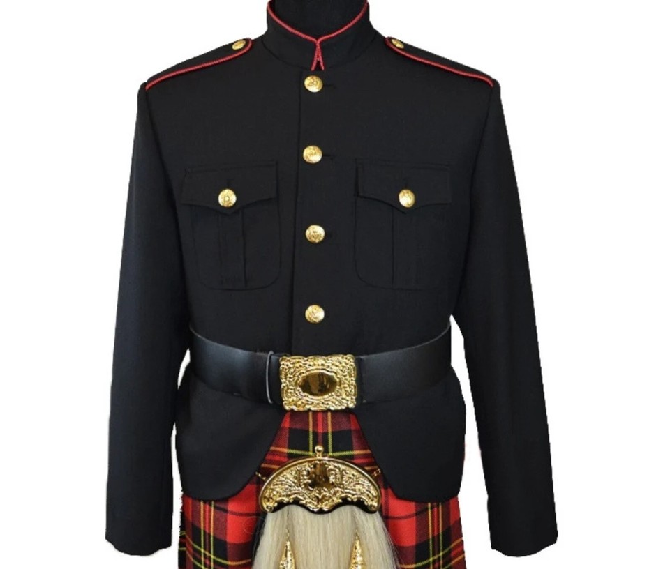 Scottish Class A Honor Guard Kilt Jacket With Red Trim And Gold Thistle ...