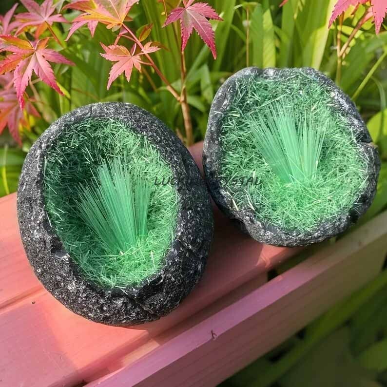 Natural Raw Magnetite Goethite Green Copper Ore Mineral Cluster Geode ...