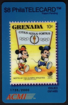 Grenada Disney Affrancatura Francobollo: Blu Card: Mickey,Minnie ...