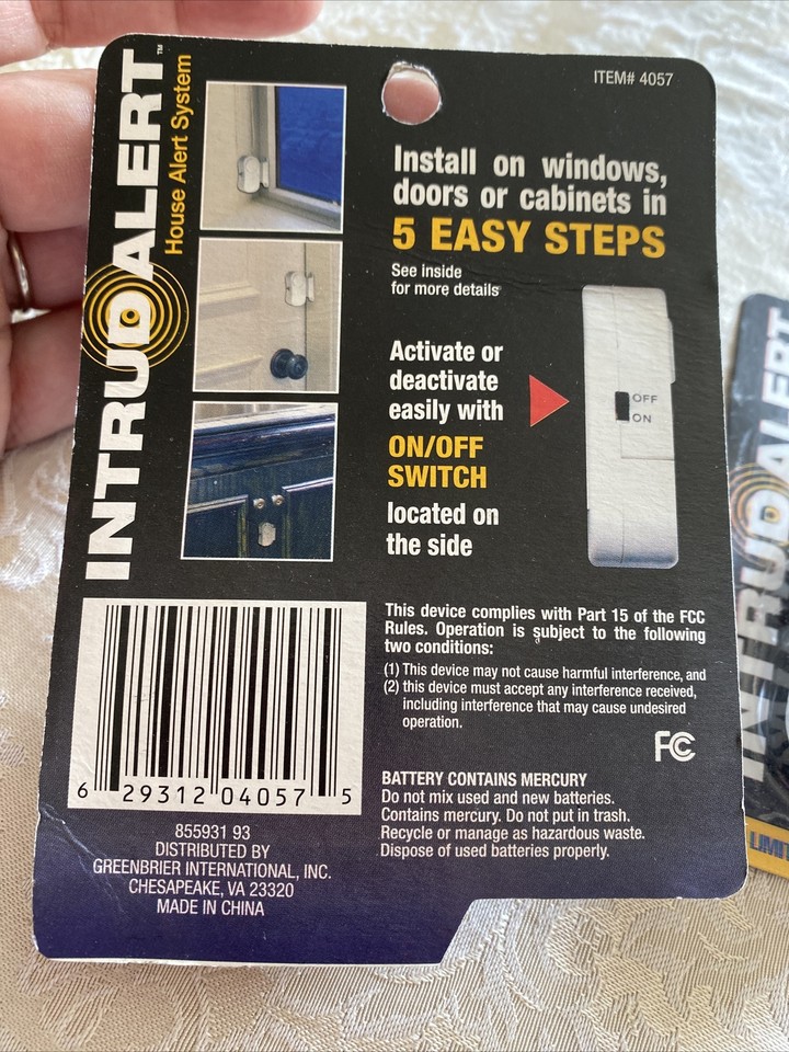 INTRUD ALERT - Battery Door Alarm System Window Cabinet House Security ...