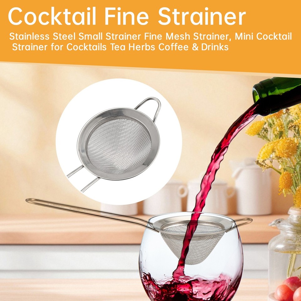 Stainless Steel Small Strainer Fine Mesh Strainer, Cocktail Strainer ...