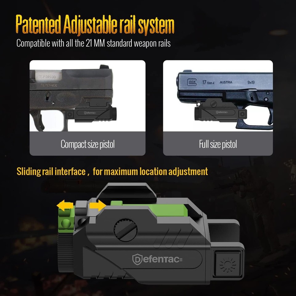 DEFENTAC Pistol Light w/ Strobe Function for Guns 600 Lumens Tactical ...