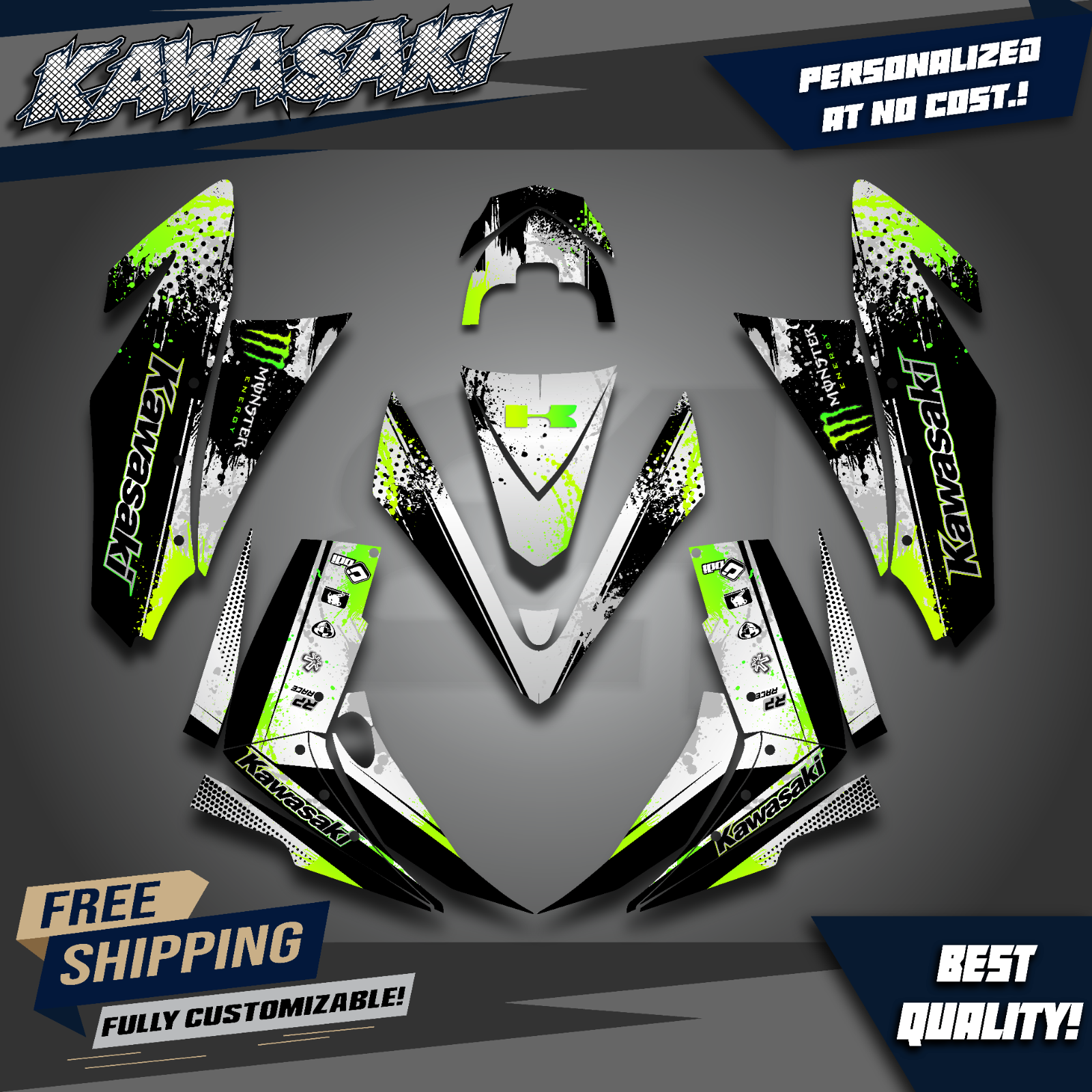 Kawasaki KFX 450R - 2008 - 2014 Graphics kit stickers decals ATV UTV | eBay