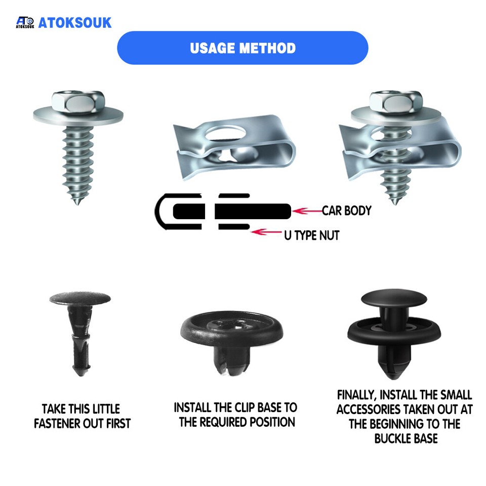 50Pcs For Toyota Engine Splash Shield Fender Bumper Screw Clips Rivet ...