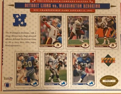 NFL 1992 01/12 Upper Deck NFC Championship Game Player Sheet-Lions vs ...