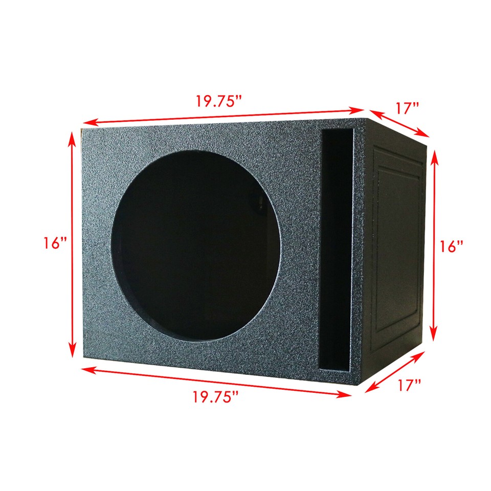 Single 12" Vented Armor Coated Subwoofer Box with Painted Kerf Port 1 ...