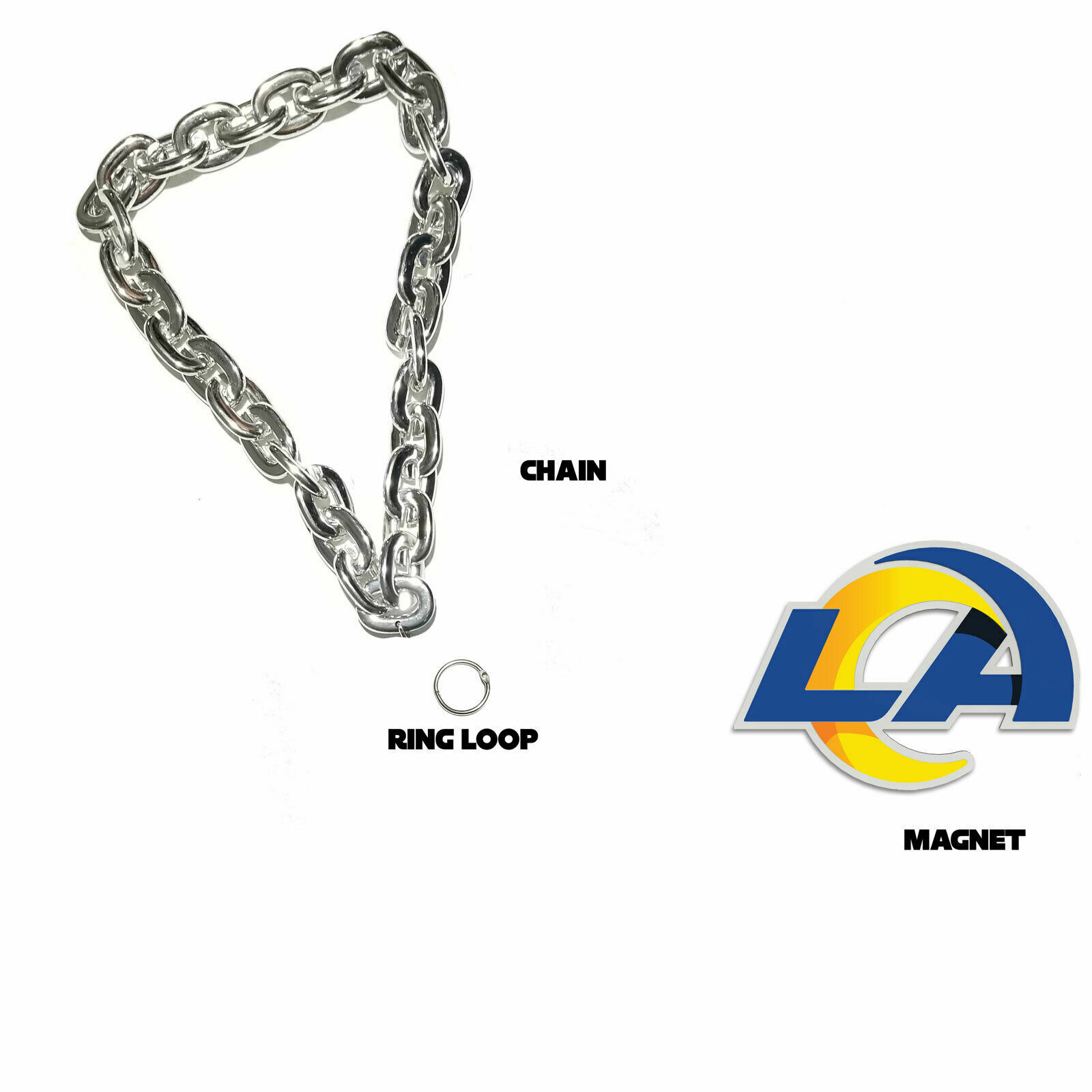 NFL Los Angeles Rams 3D Fan Chain Necklace Foam Magnet Silver Chain | eBay