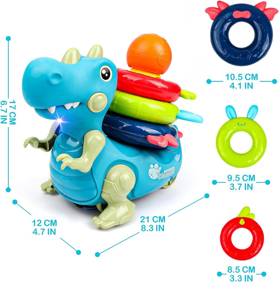 Baby Musical Stacking Crawling Dinosaur Toy 6-12 Months Learning ...