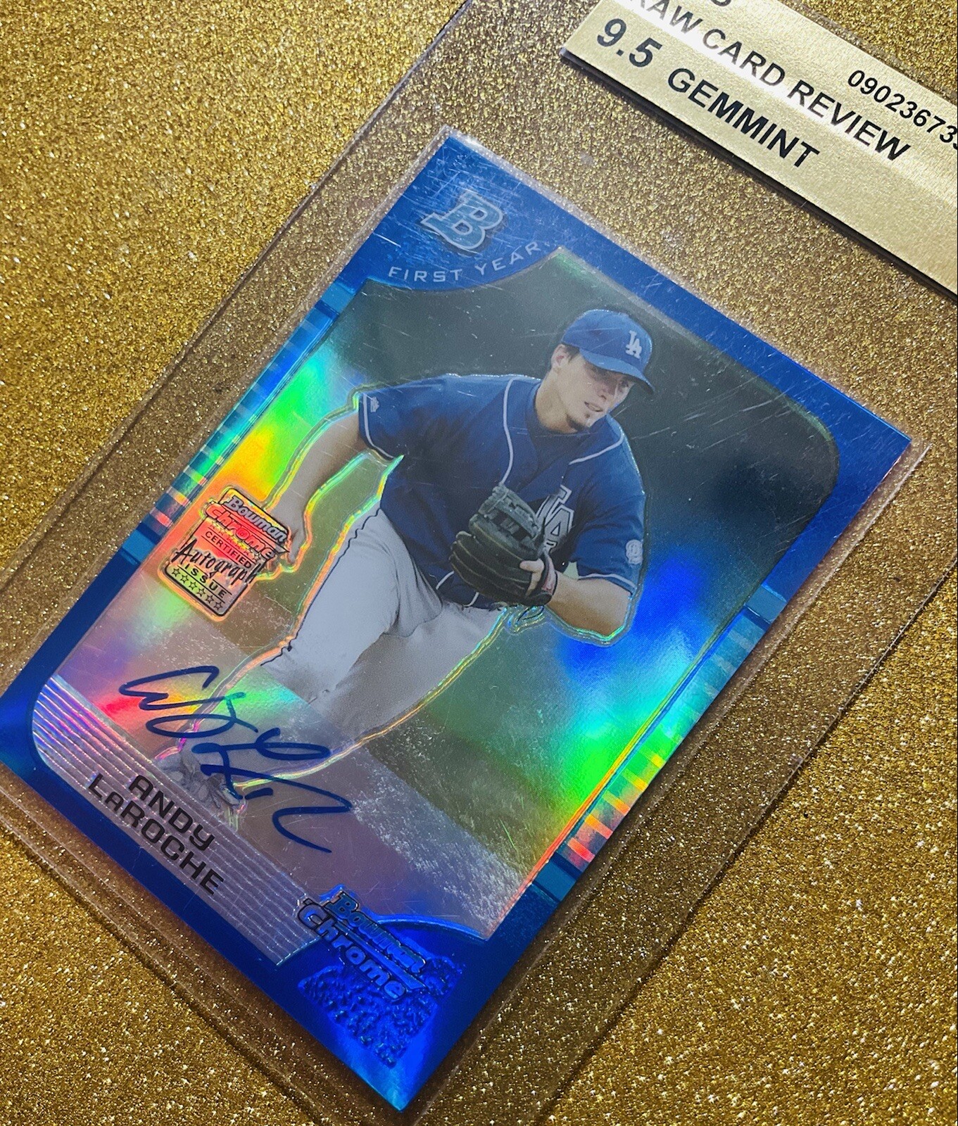 2005 Bowman Chrome - First Year Autograph Blue Refractor #341 Andy ...