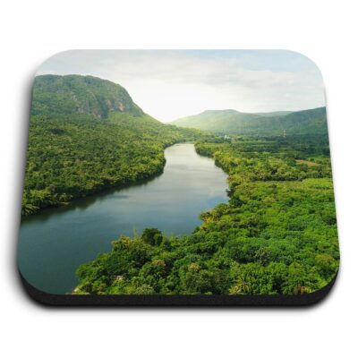 1x Square Fridge MDF Magnet Tropical Green Forest River Nature #53502 ...