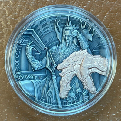 2018 $5 Niue Hades Gods Of Olympus Antique Finish 2 Oz Silver Coin w ...