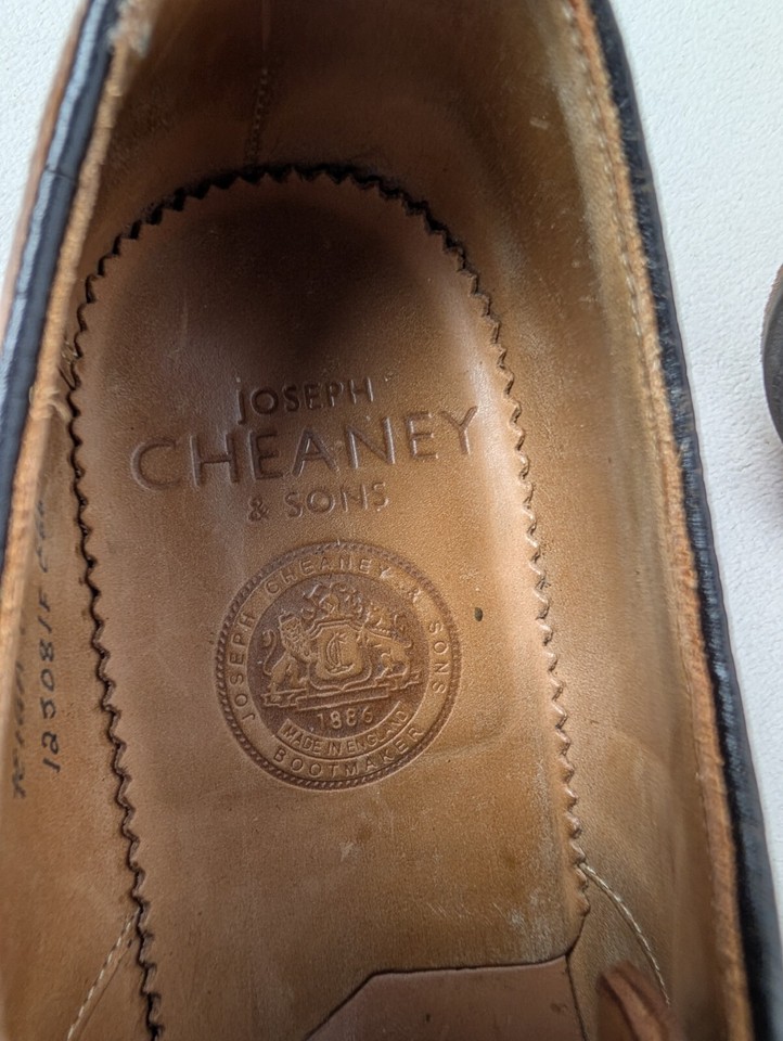 JOSEPH CHEANEY & SONS Plain Toe Sz 7.5 D / 6.5 F Pebble Mahogany Grain ...