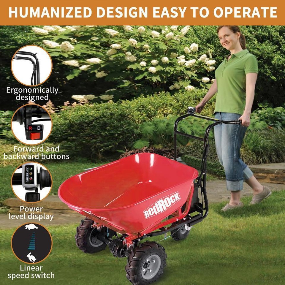 RedRock Wheelbarrow Utility Cart Electric Powered Cart 48V28Ah 1000lbs ...