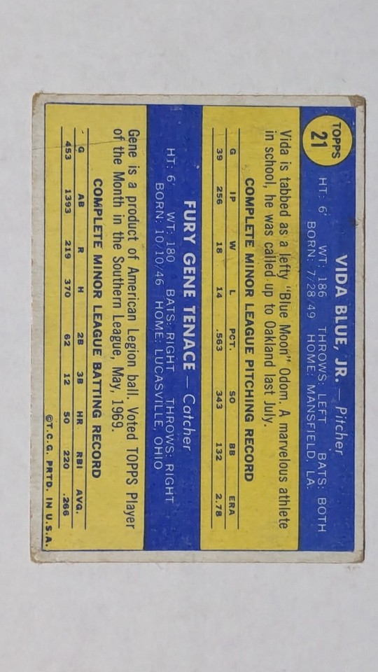 1970 Topps - 1970 Rookie Stars #21 Vida Blue, Gene Tenace (RC) | eBay