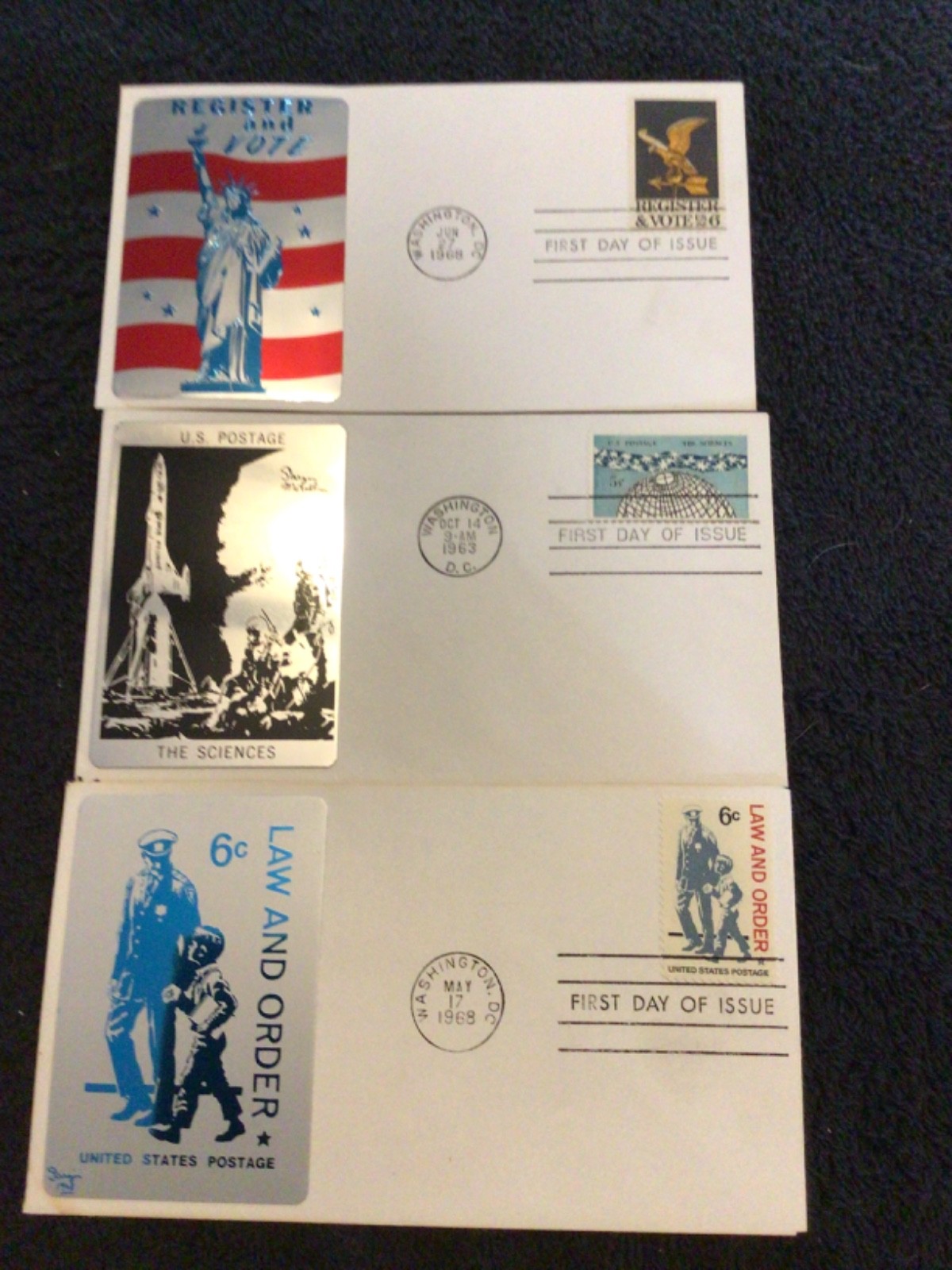 US 1971 lot of 3 FDC with Sarzin metallic cachets | eBay