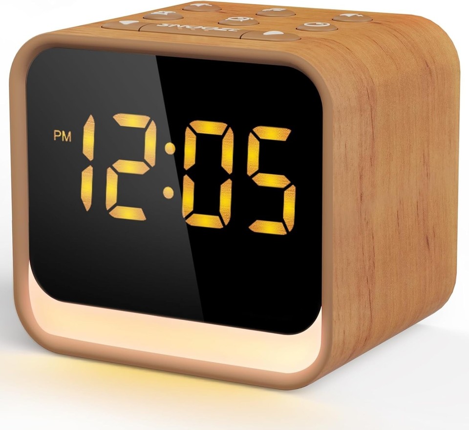 Wooden Sound Machine Alarm Clock with White Noise & Gentle Wake-Up ...