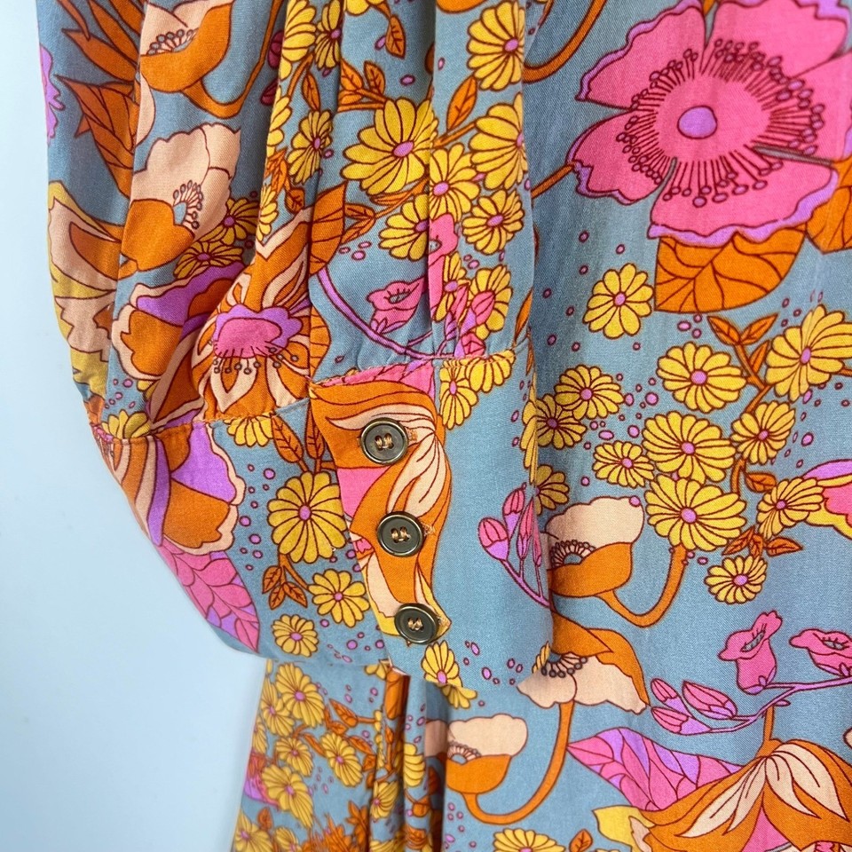Natural Life Dress XL Mod Floral Print Button Up Shirtdress Long Sleeve ...